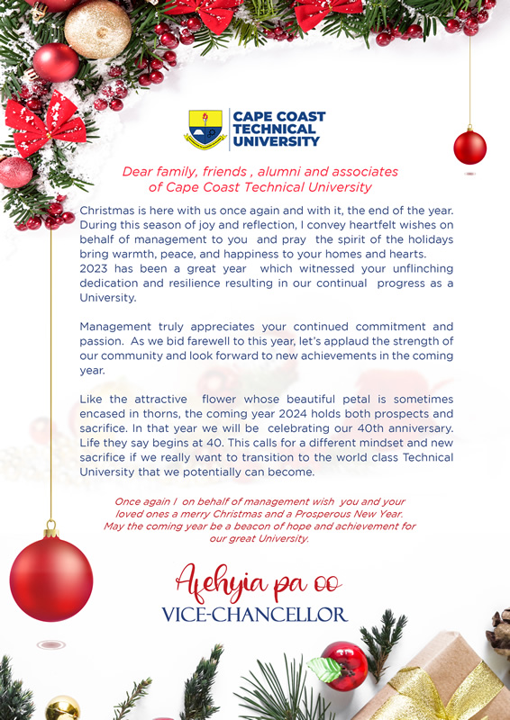 Seasonal message from the Vice Chancellor